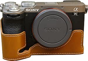 Amazon.com: A7C II Case, BMAOLLONGB Handmade PU Leather Half Camera ...
