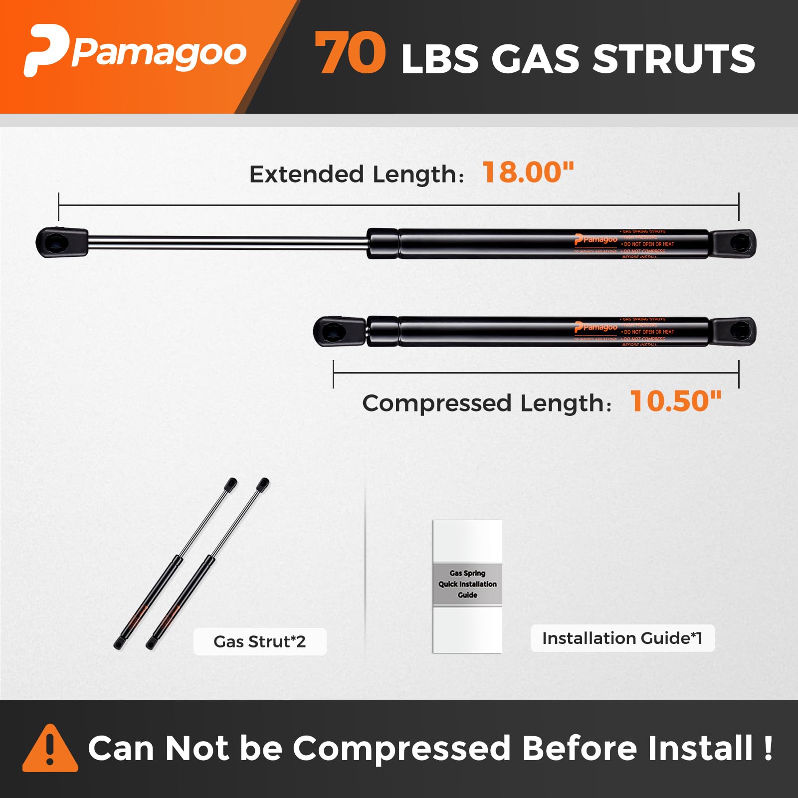 Snapklik.com : PAMAGOO SE180P70 18 Inch 70 Lbs Gas Strut Shocks Lift ...