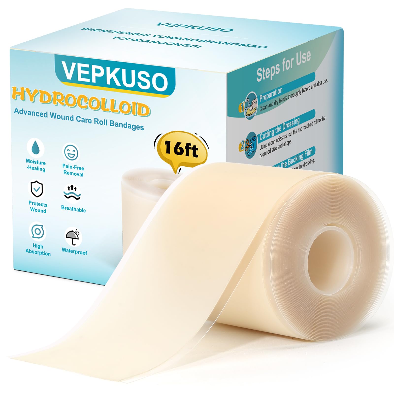 Snapklik.com : Hydrocolloid Bandage Roll, 2 Inch X 16 Feet Wound ...