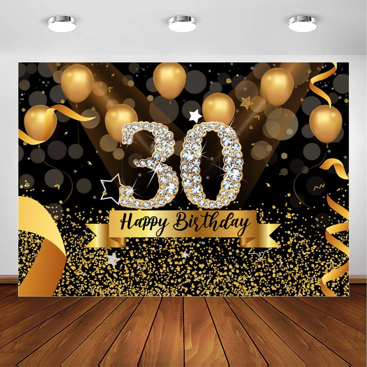Amazon.com : JASREE Vinyl 10x8ft Happy 30th Birthday Party Photography ...