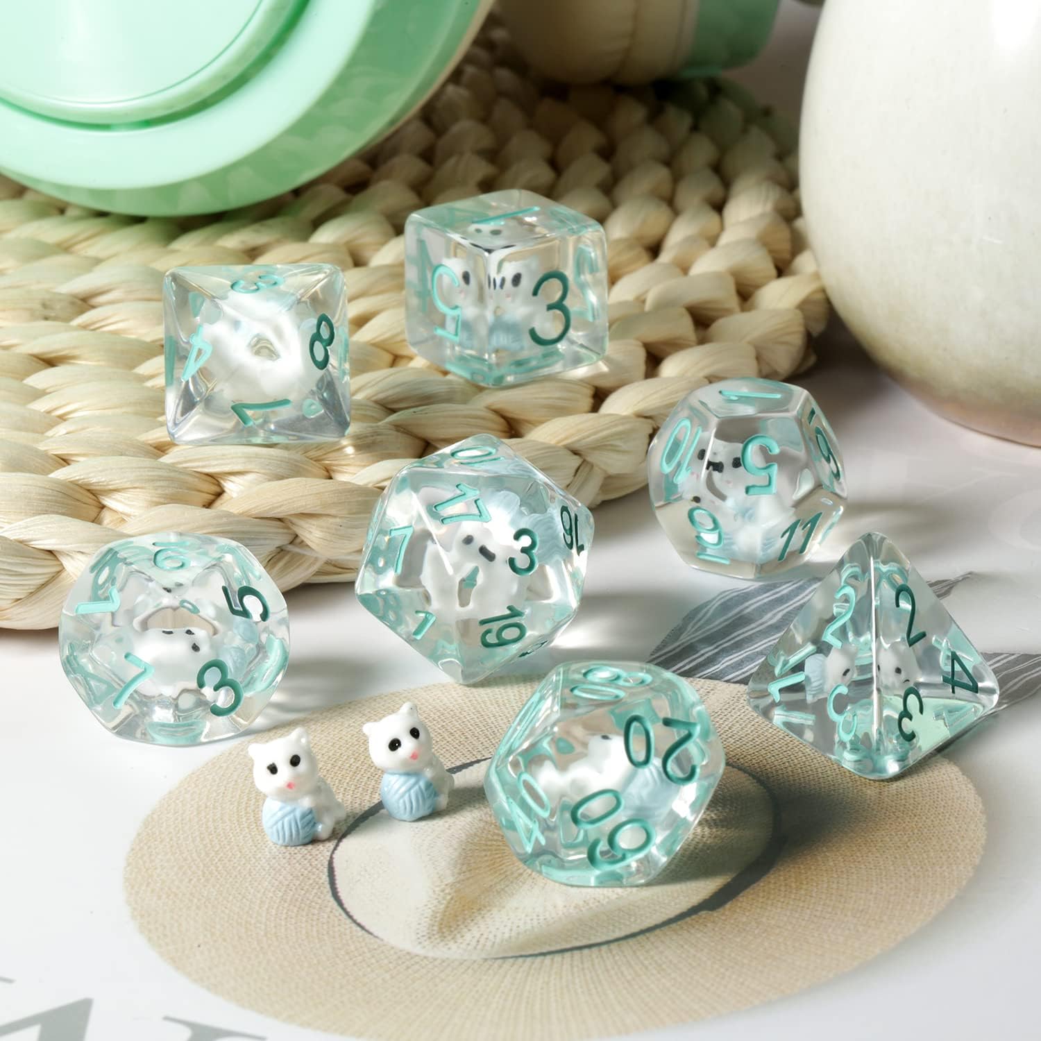 DNDND – Dados para gatos DND, 7 dados de resina D&D con bolsa de ...