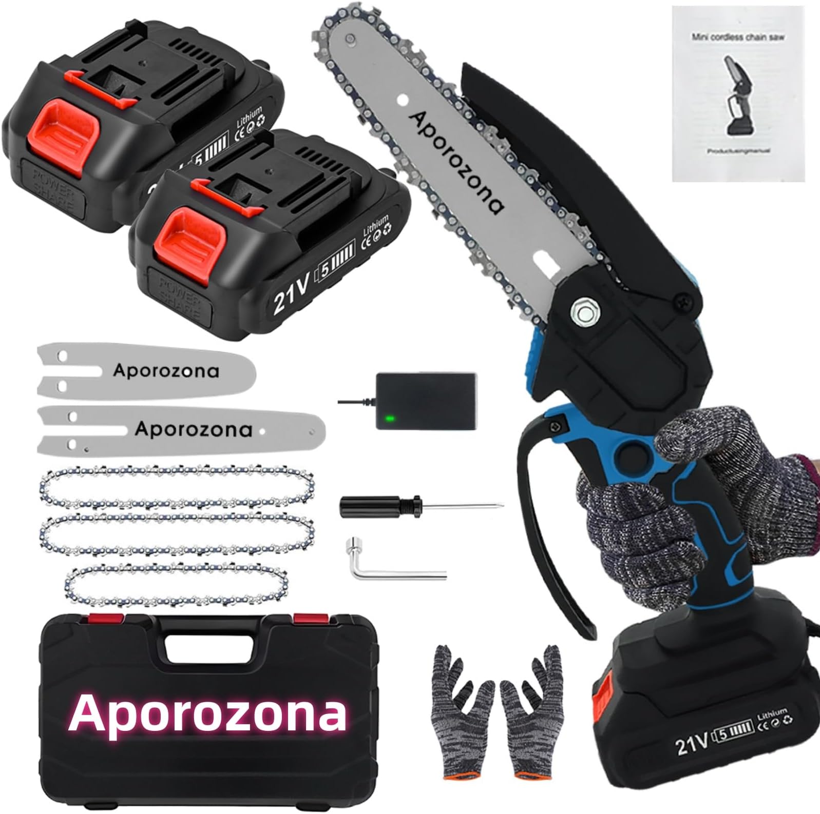 Amazon.com: Aporozona Mini Chainsaw Cordless 6 inch & 4 inch,2-in-1 ...