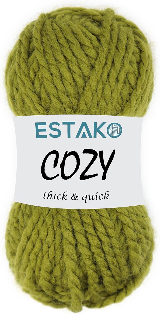 Amazon.com: Estako Cozy Thick & Quick Yarn 20% Wool 80% Acrylic Soft ...