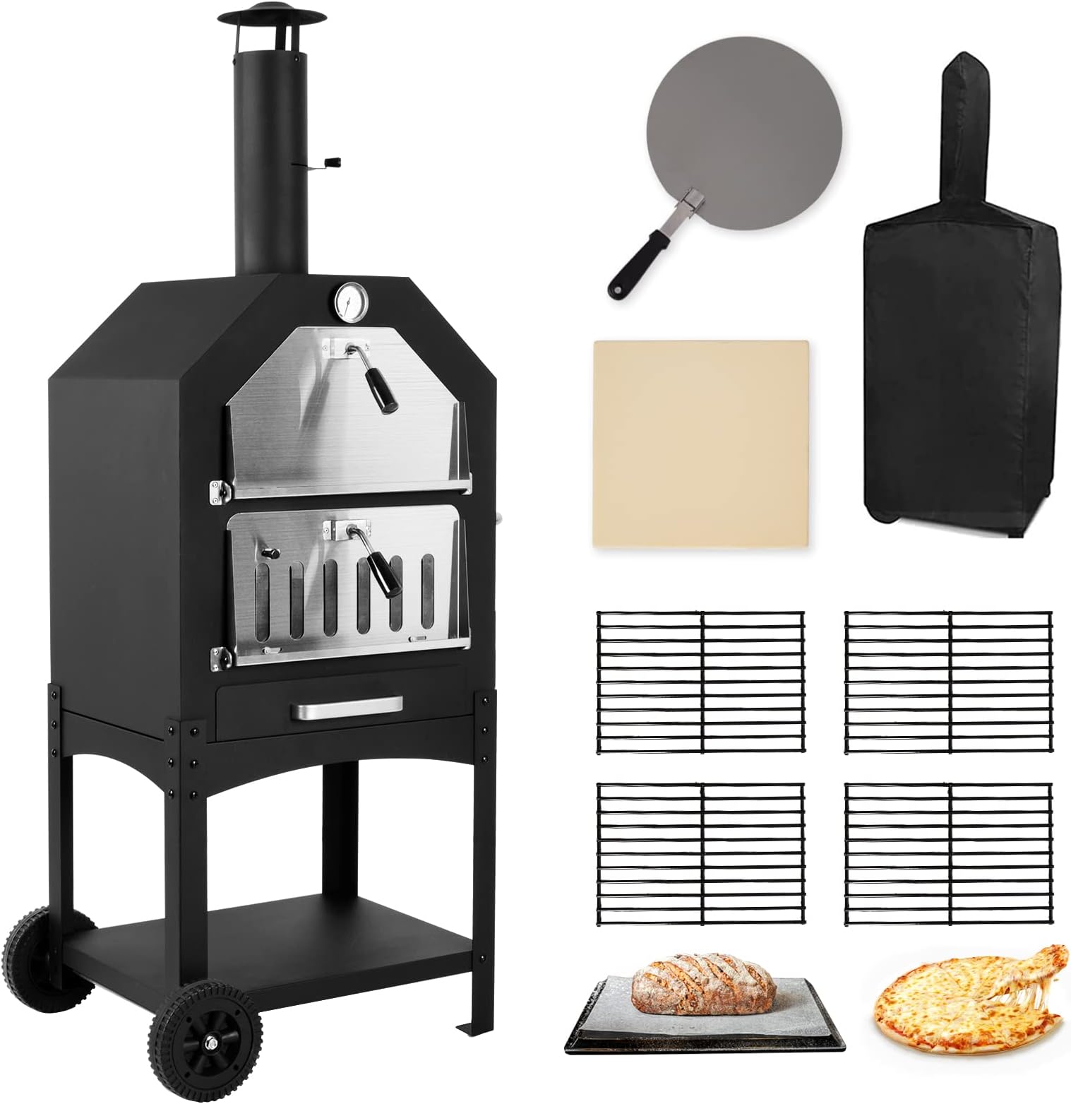 Amazon.com: Outdoor Pizza Oven Wood Fired Pizza Oven Patio Portable ...
