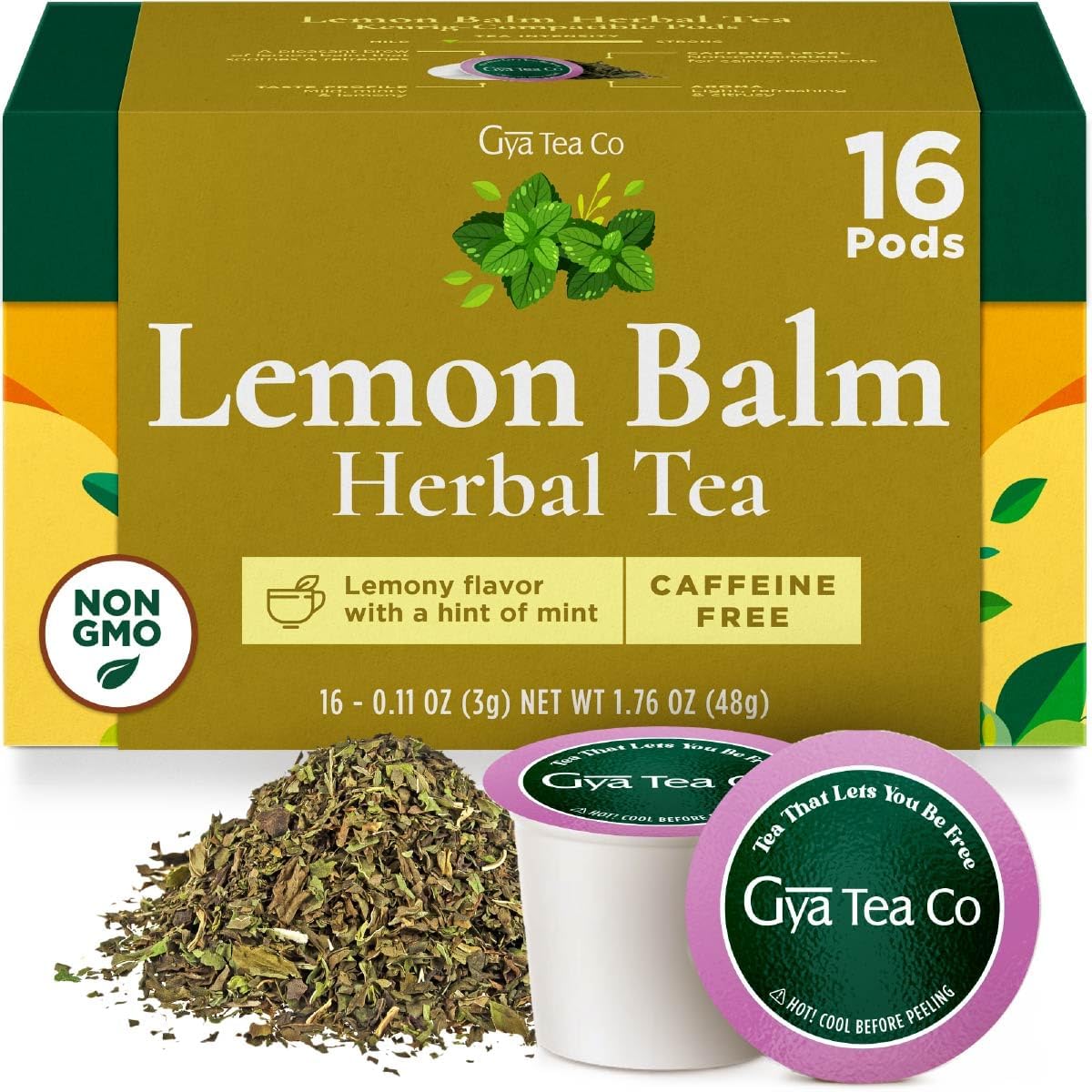 Amazon.com: Gya Tea Co Lemon Balm Herbal Tea Pod (16 ct) - Decaf Nature ...
