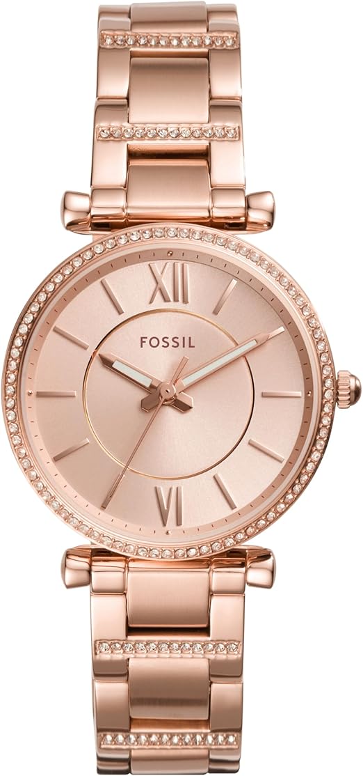 Amazon.com: Fossil Women's Carlie Quartz Stainless Steel Three-Hand ...