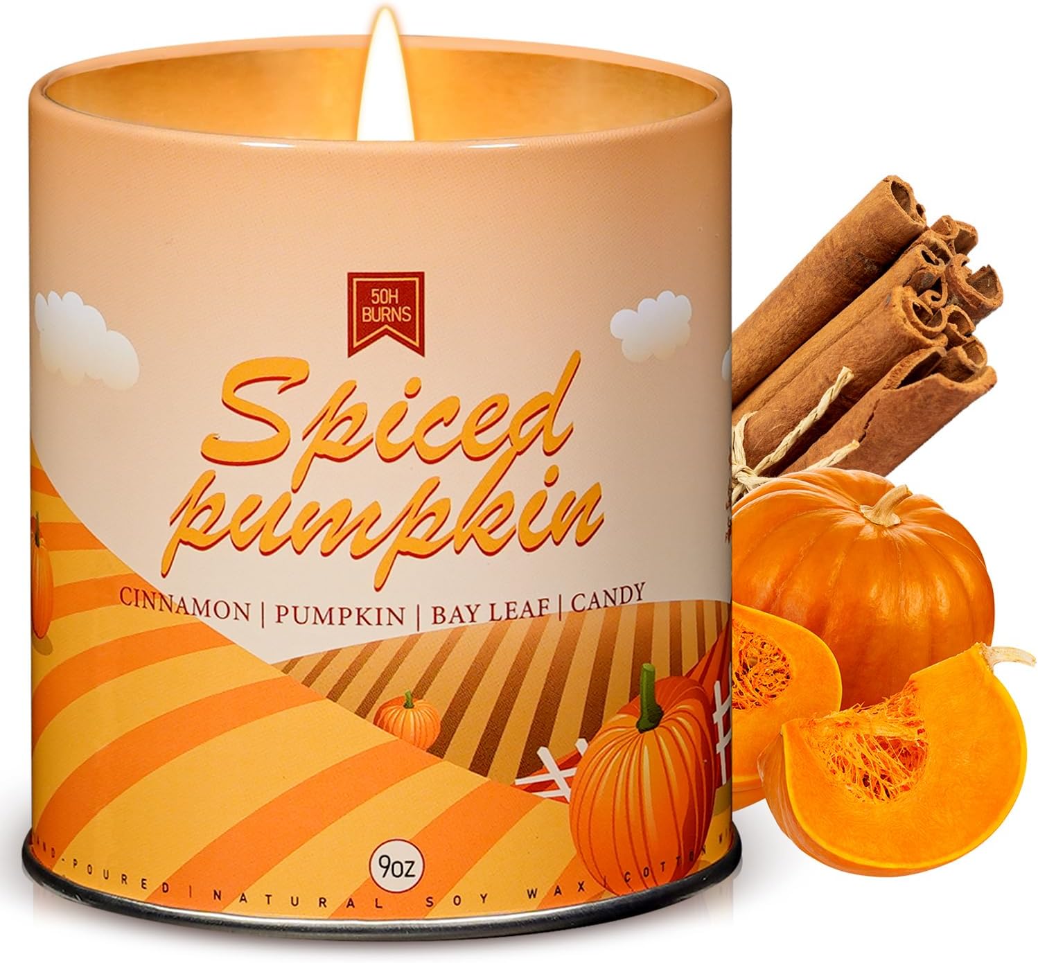 Amazon.com: Fall Winter Candle | Cinnamon & Pumpkin Scented Candle ...