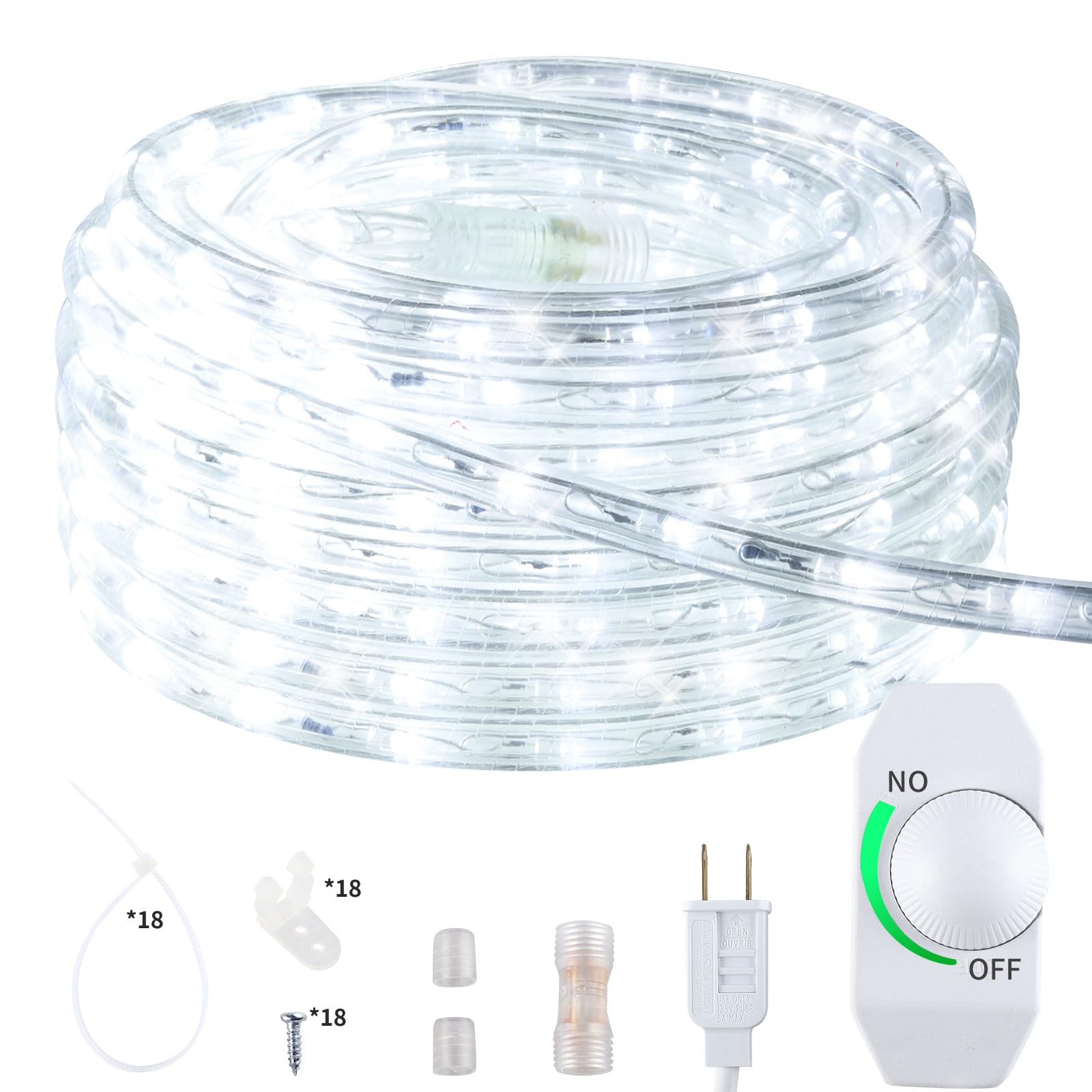 Amazon.com: ISUERFY 12M/40ft Dimmable LED Rope Light, Cuttable ...