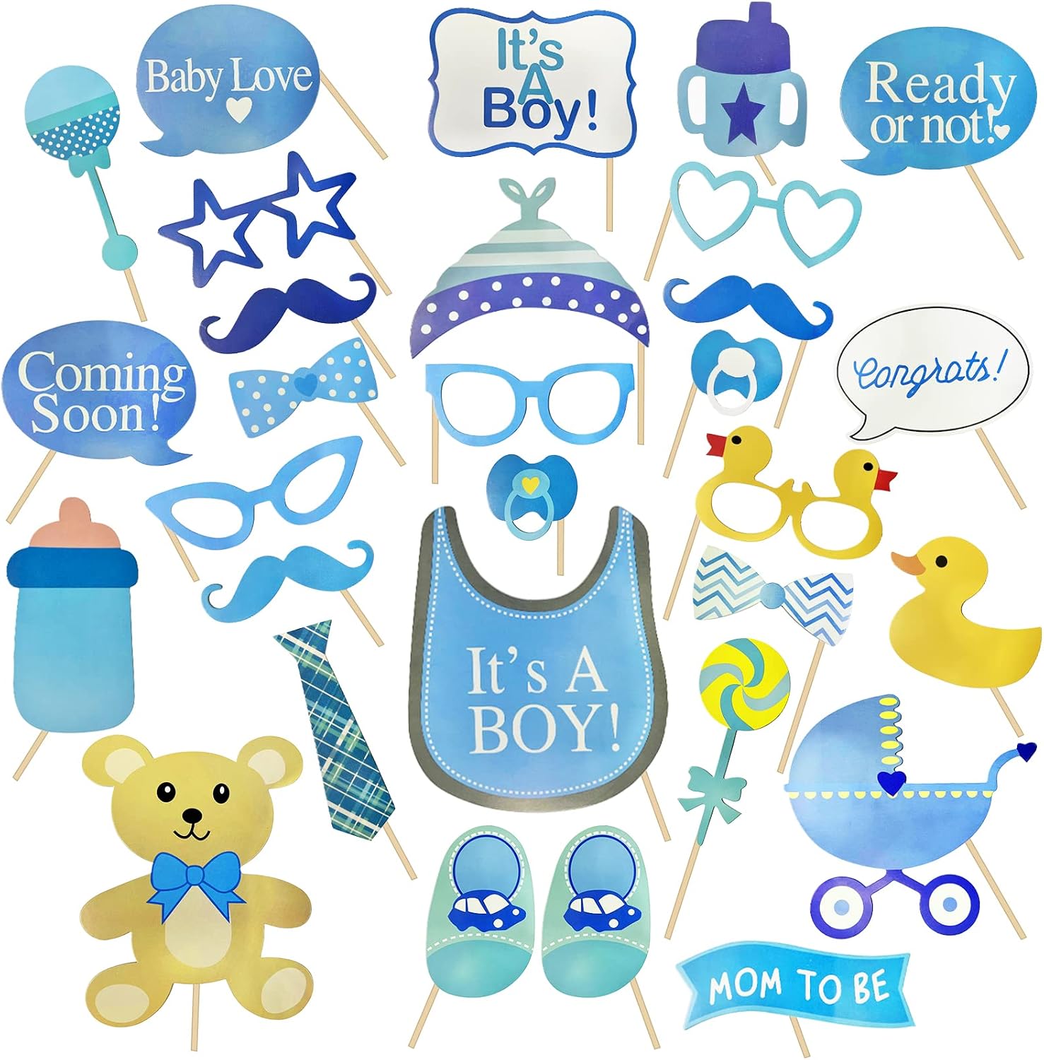 Boy Baby Shower Photo Booth Props - Baby Shower Decorations for Boy ...