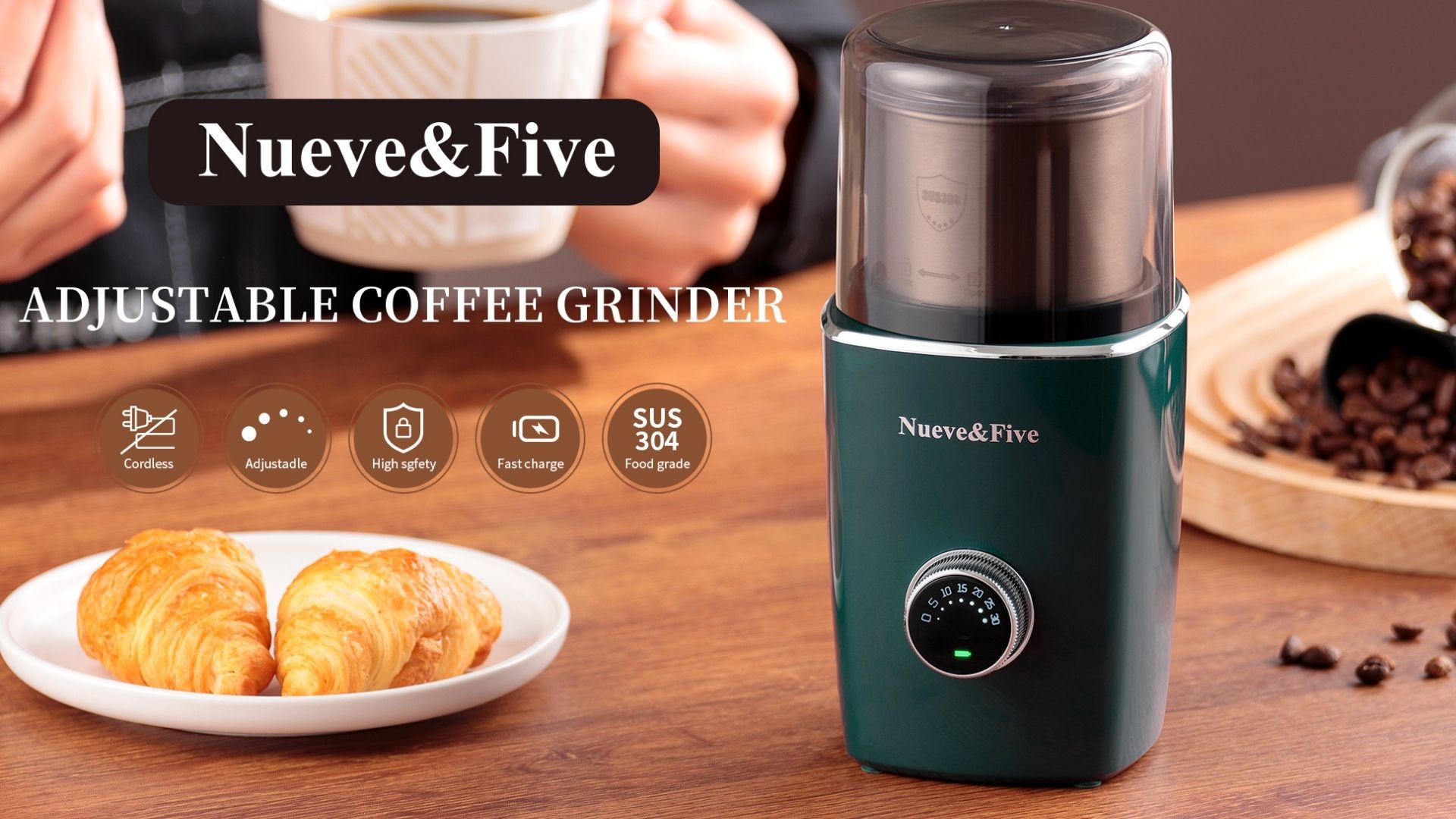 Watch Adjustable & Cordless Nueve&Five Coffee Grinder on Amazon Live