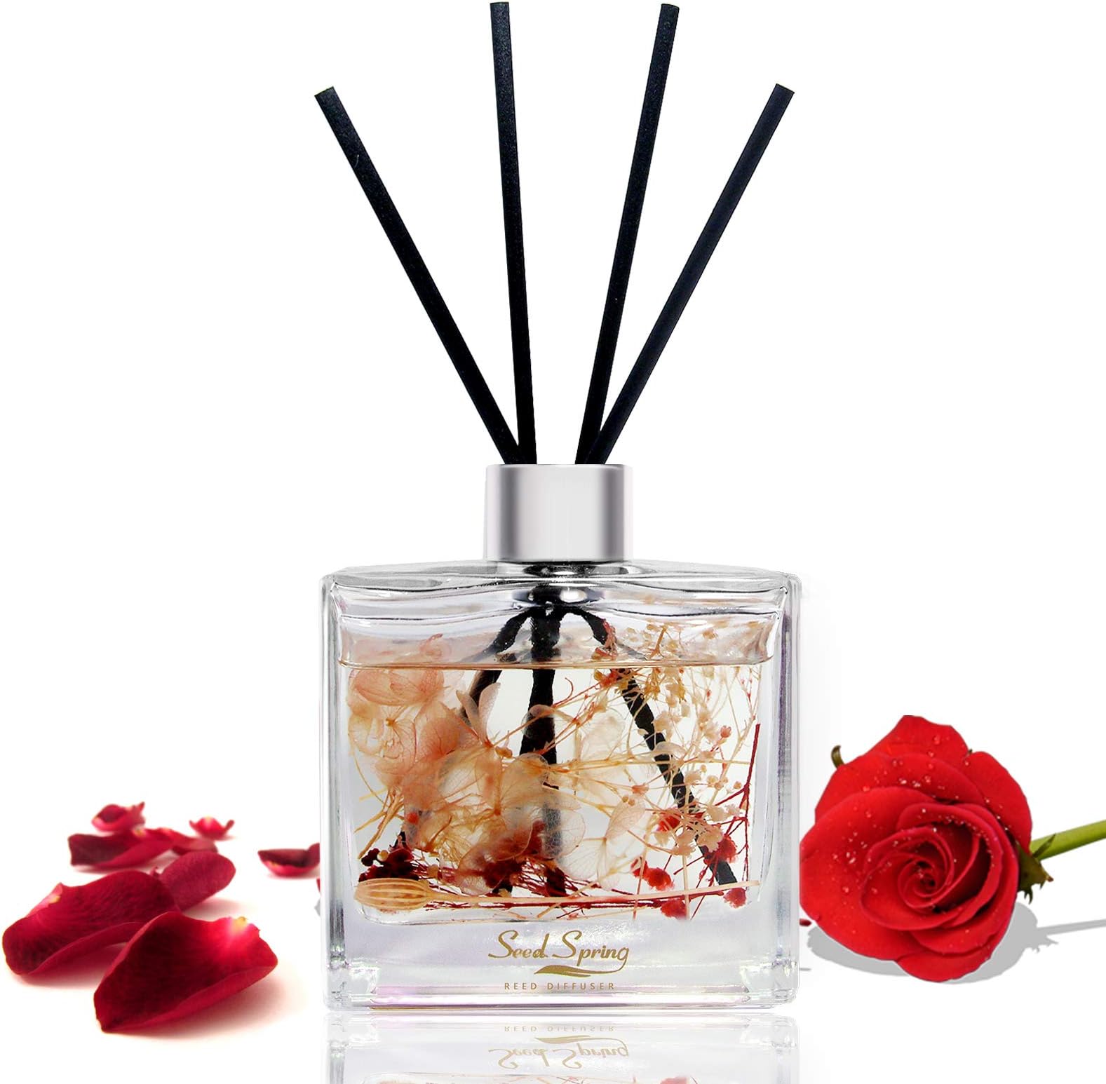 Amazon.com: Seed Spring Reed Diffuser Rose Fragrance Diffuser Set with ...