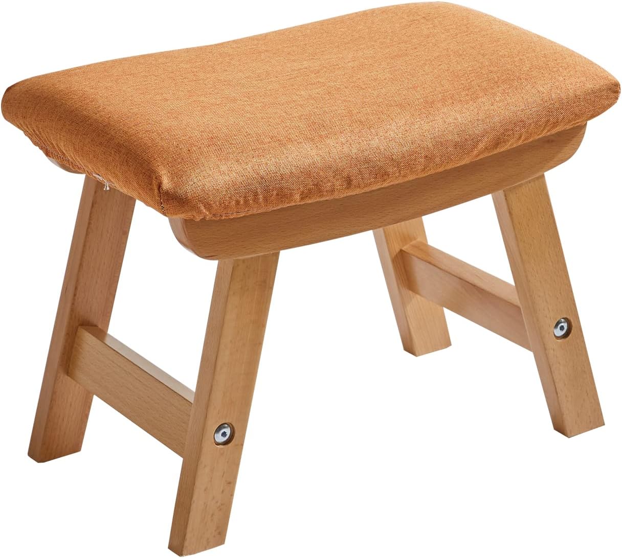 Aibiju Wooden Footstool, Foot Stool Ottoman Pouffe Padded Chair Stool ...