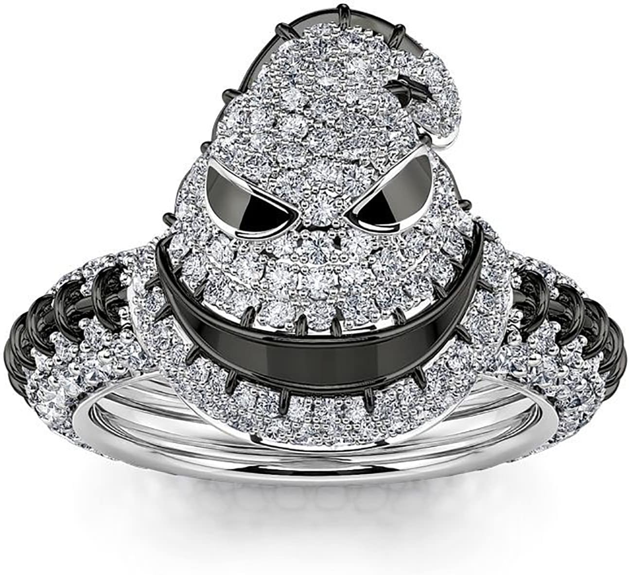 Amazon.com: Jeulia Gothic Skull Diamond Rings: Sterling Silver Round ...