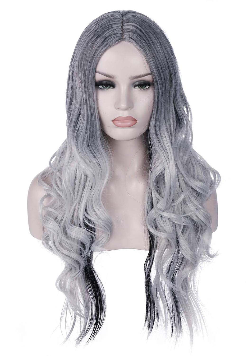 Amazon.com : Mersi Grey Wigs for Witch Costume Cosplay Women Silver ...