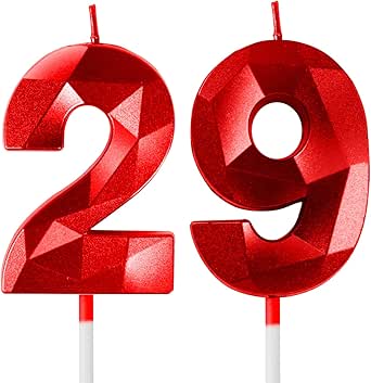 Amazon.com: 29th Birthday Candles,Number 29 Candles,Red Happy Birthday ...