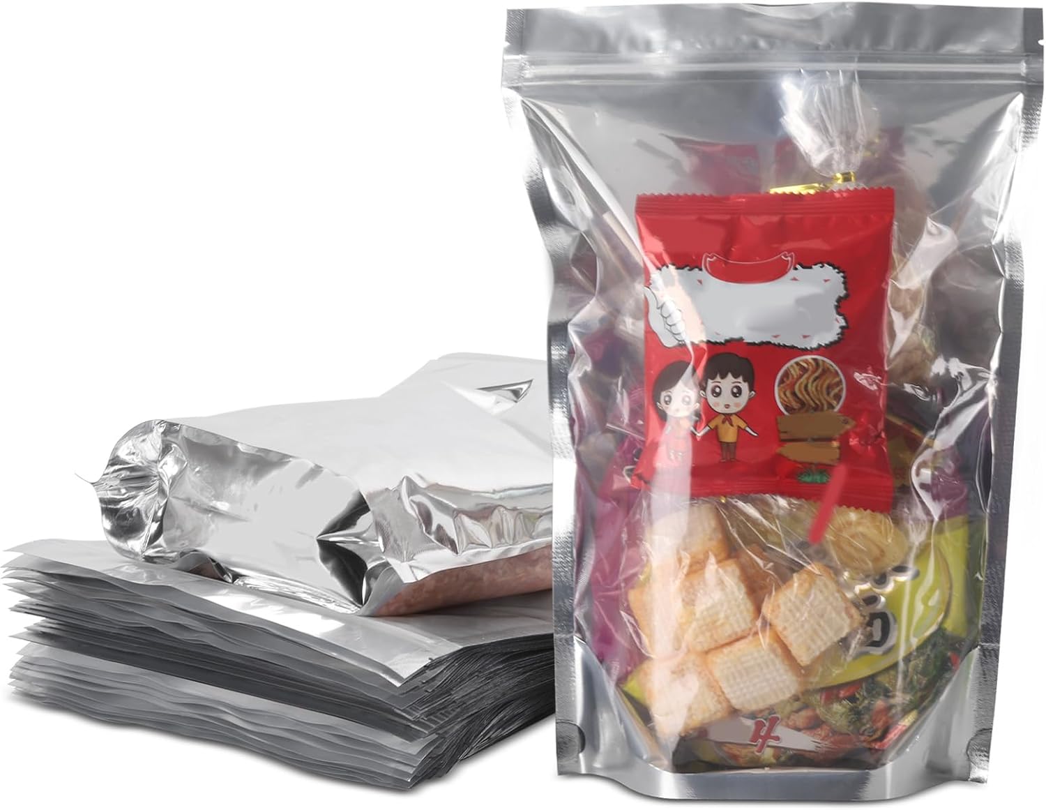 Amazon.com: 100Pcs Stand Up Pouches, Resealable Bags with Window ...