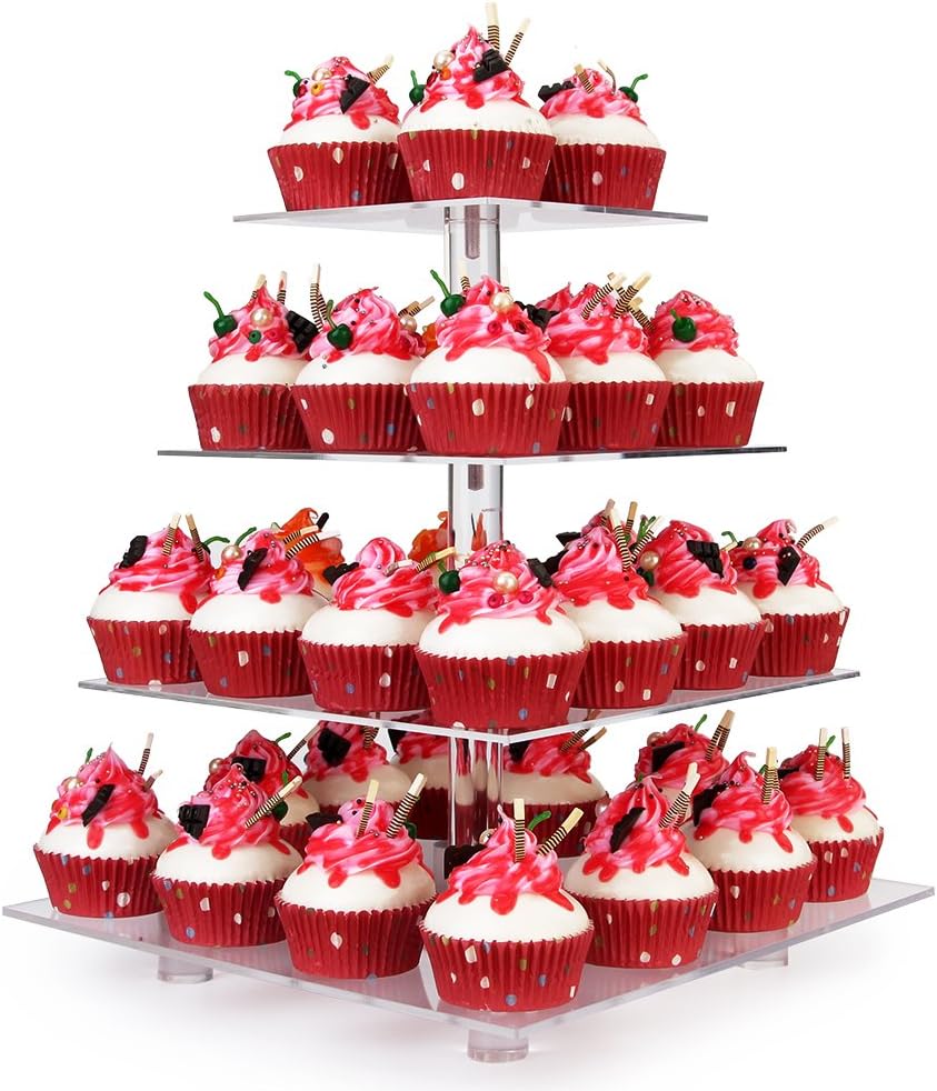 Amazon.com | YestBuy 4 Tier Round Acrylic Cupcake Stand with Base ...