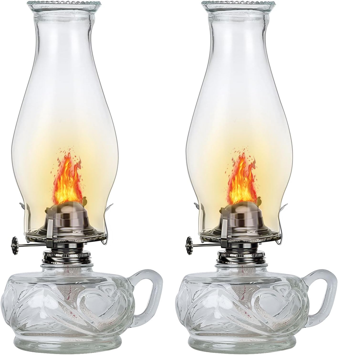 Amazon.com: 2 Pack Large Oil Lamp with Handle Classic Kerosene Lamp for ...