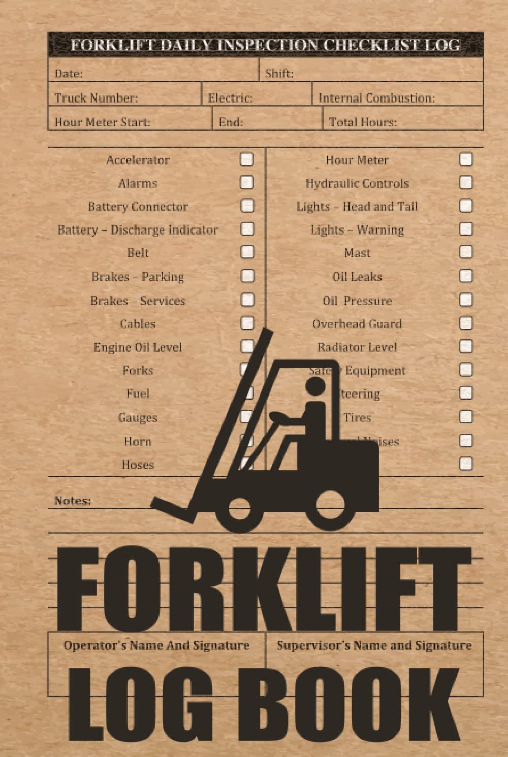 Forklift Logbook: Daily Forklift Inspection Checklist Record Book ...