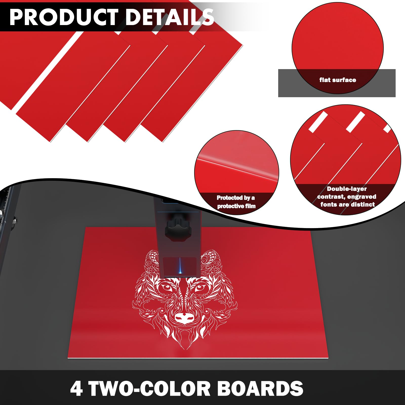 Pack of 4 20 x 30 cm Red Acrylic Signs for Laser Engraving ...