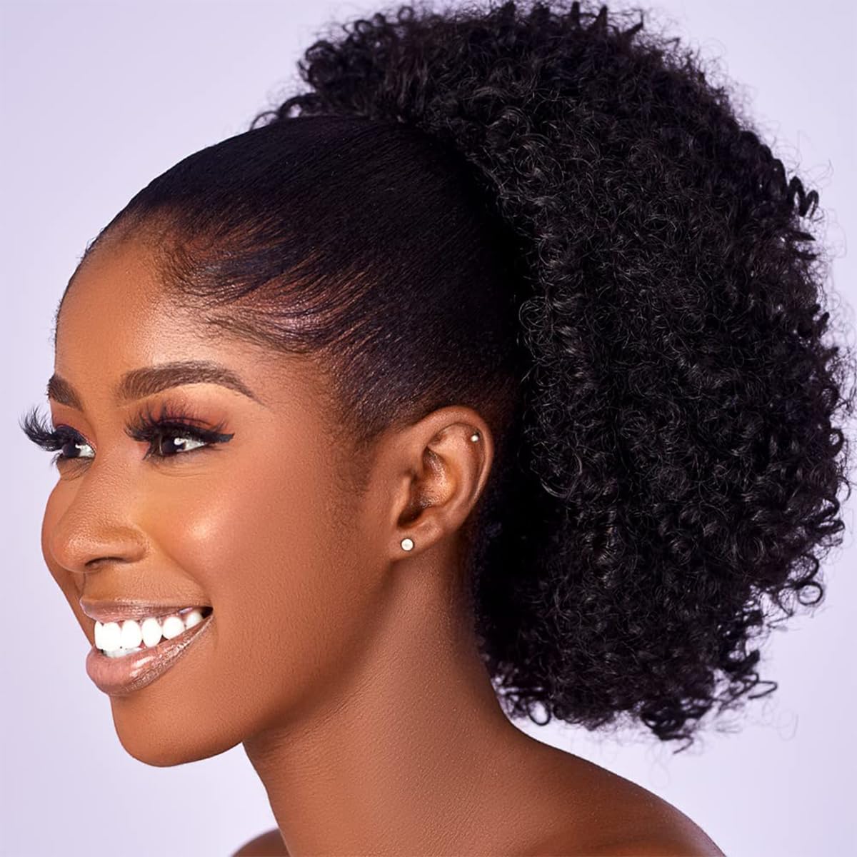 Amazon.com : HEVAYO KISS Kinky Curly Ponytail Hair 10Inch Black ...