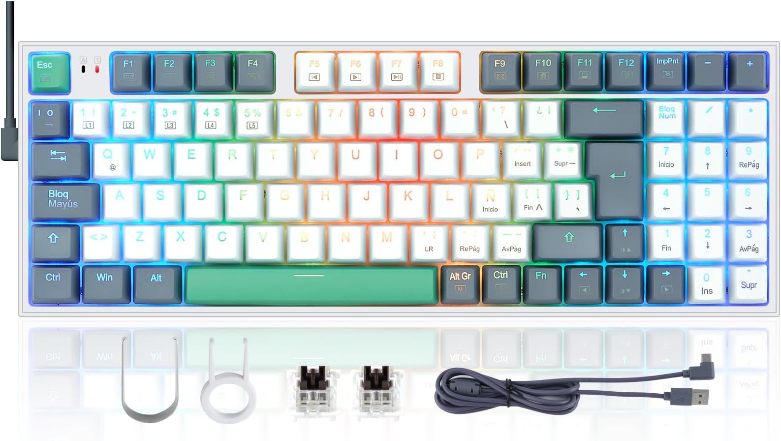 TERPORT TR95 Teclado Mecánico Español de 95 Teclas, Teclado Gaming ...
