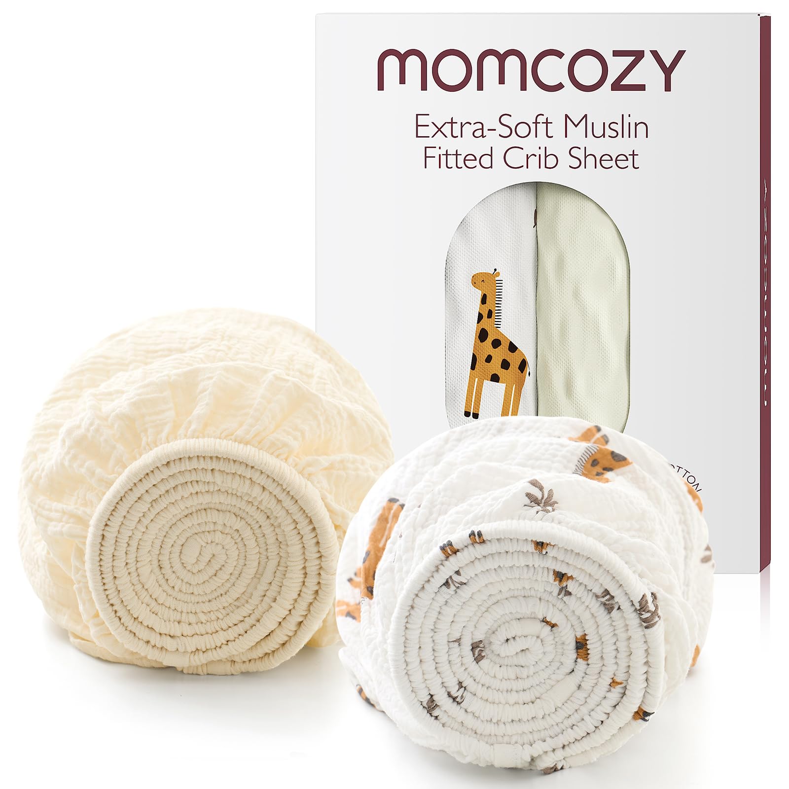 Amazon.com : Momcozy Best Wishes Muslin Fitted Mini Crib Sheets, 38 ...