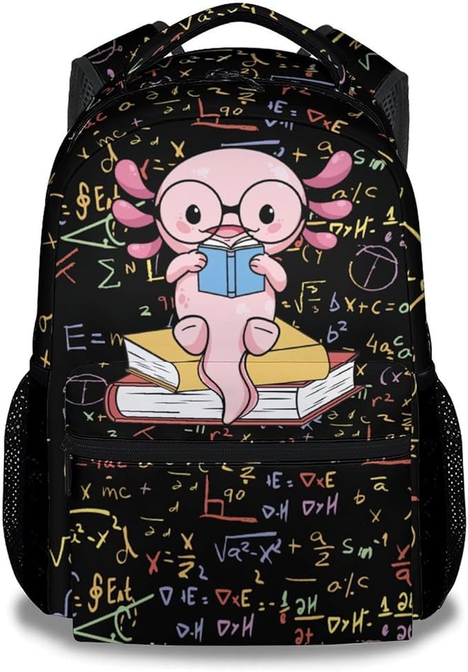 Amazon.com | Mercuryelf Axolotl Backpack for Boys Girls, 16 Inch Black ...