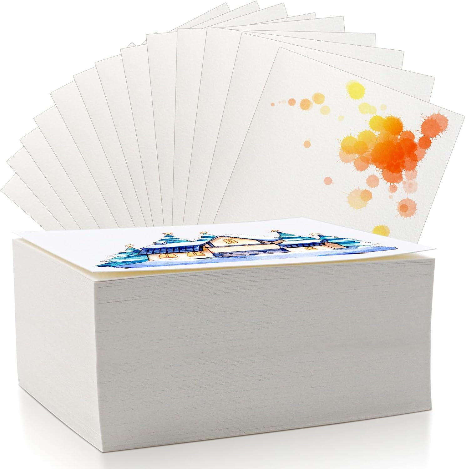 Amazon.com: Fyess 120Pcs 100% Rag Cotton White Watercolor Paper Cold ...