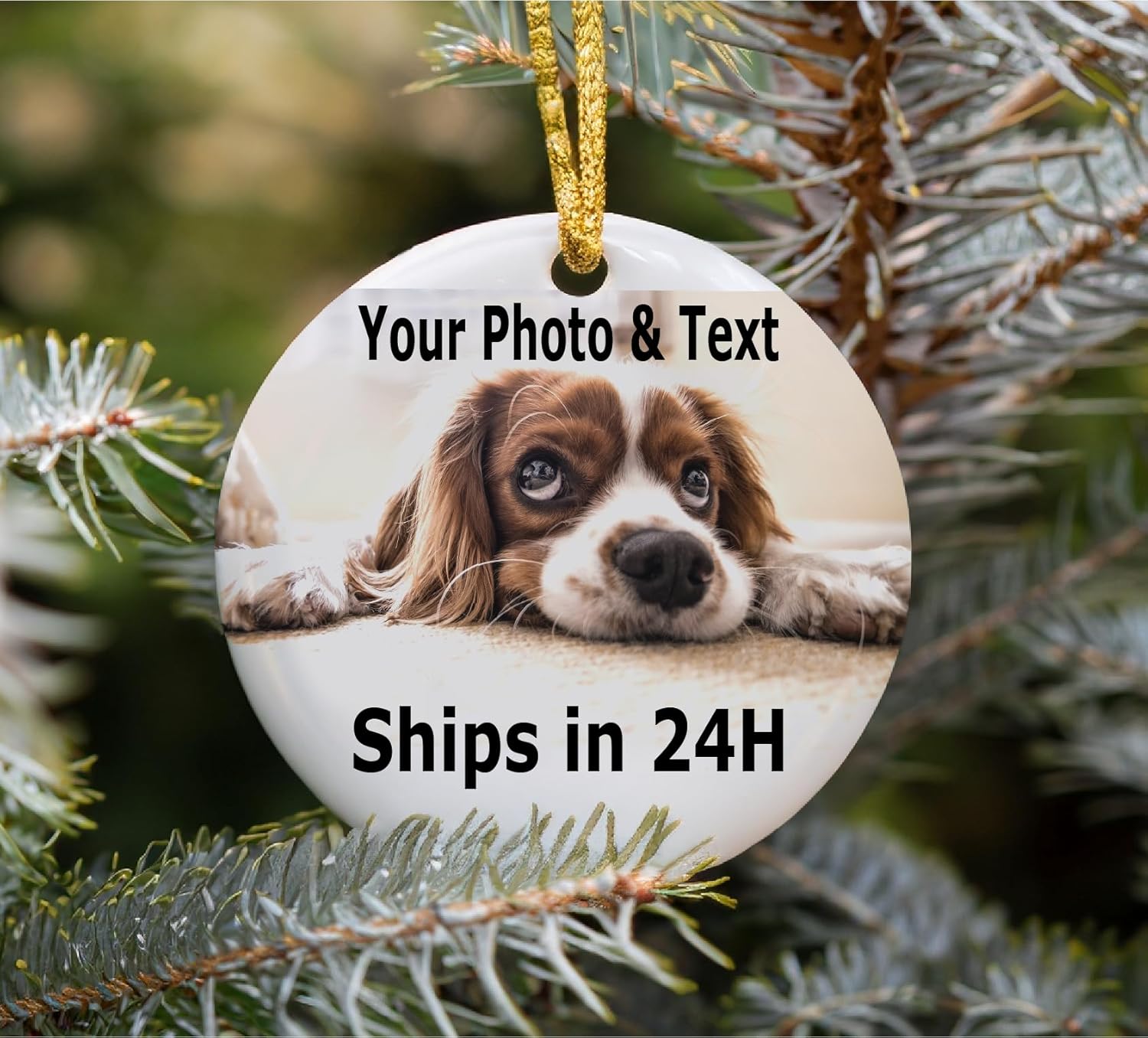 Amazon.com: Personalized Christmas Ornament, Add Photo Text or Art ...