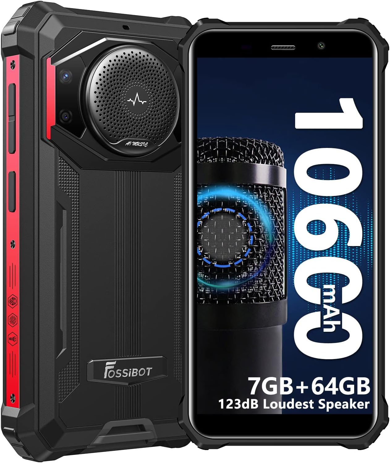 Amazon.com: FOSSIBOT Rugged Phones Unlocked, 10600mAh Battery, Android ...