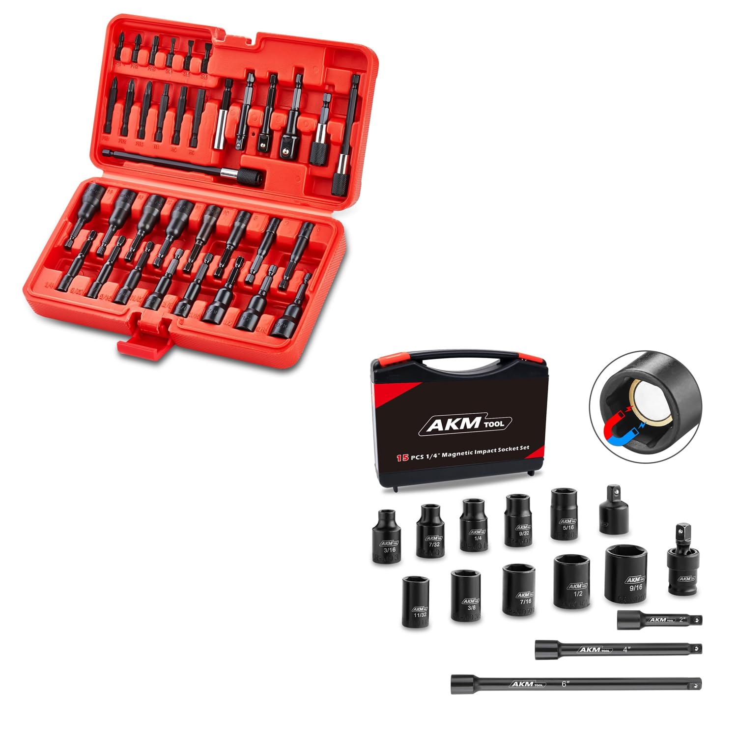 Amazon.com: 35Pcs Magnetic Nut Driver Set and 15-Piece SAE 1/4 Inch ...