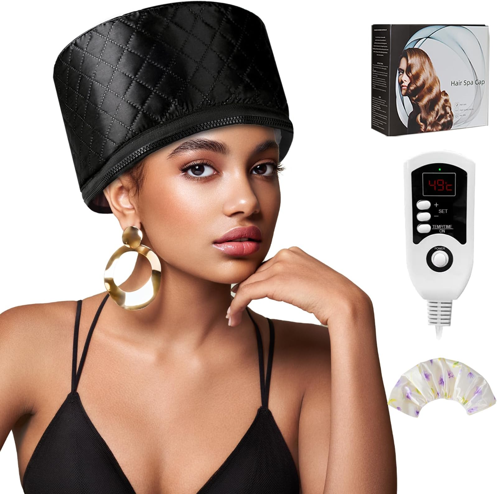 Amazon.com: Heat Cap for Deep Conditioning Frqulaoe Thermal Cap Freely ...