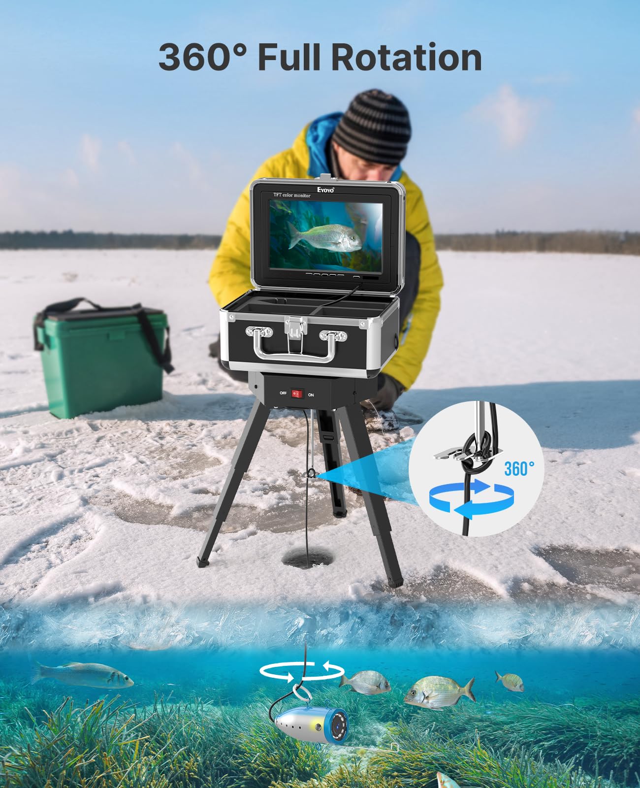 Snapklik.com : Ice Fishing Camera Tripod Panner Positioner, 360 ...
