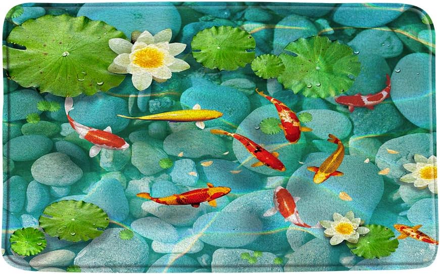 Amazon.com: MoBlinko Japanese Rug Golden Koi Fish Bath Mat Non Skid ...