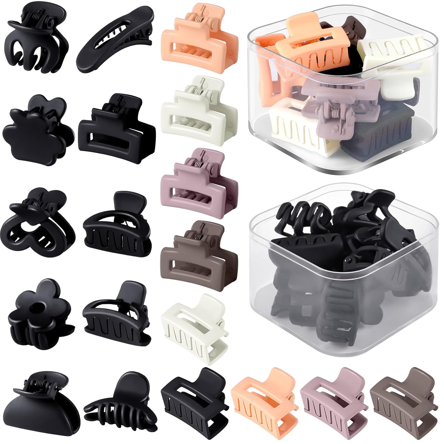 Amazon.com: 20 Pcs Multicolor Tiny Hair Clips with Case - Mini Claw ...