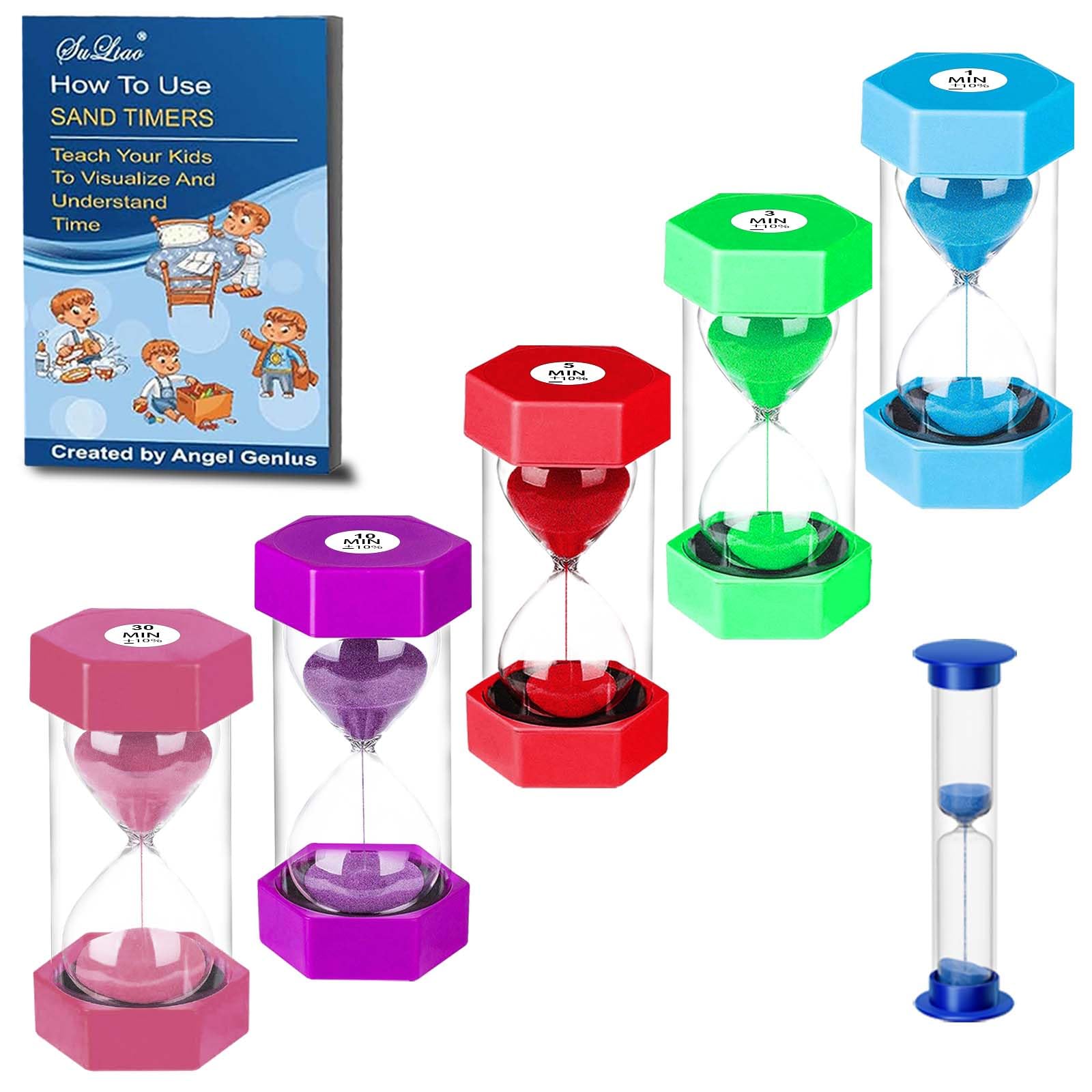 SuLiao Sand Timers 1/2/3/5/10/30 Minute, Plastic Hourglass Sand Timer ...