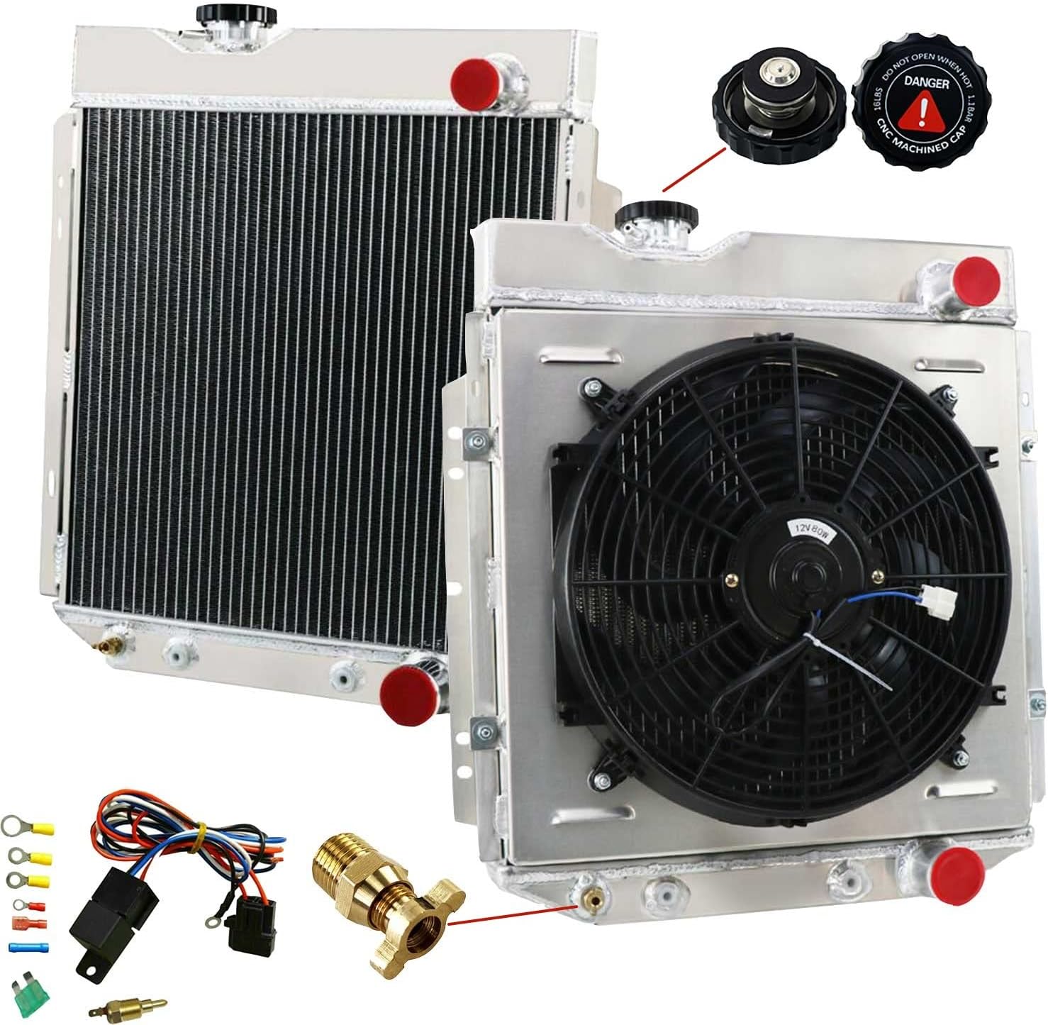 Amazon.com: ColQuee CC259 4 Row Core All Aluminum Radiator+Shroud Fan ...