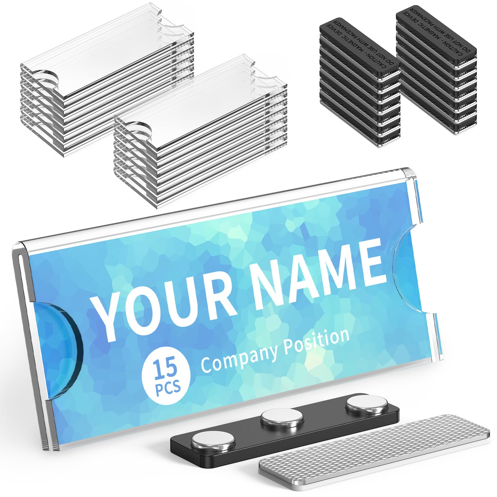 Amazon.com : Magnetic Name Tags Kit, 15Pcs Reusable Name Tags Name ...