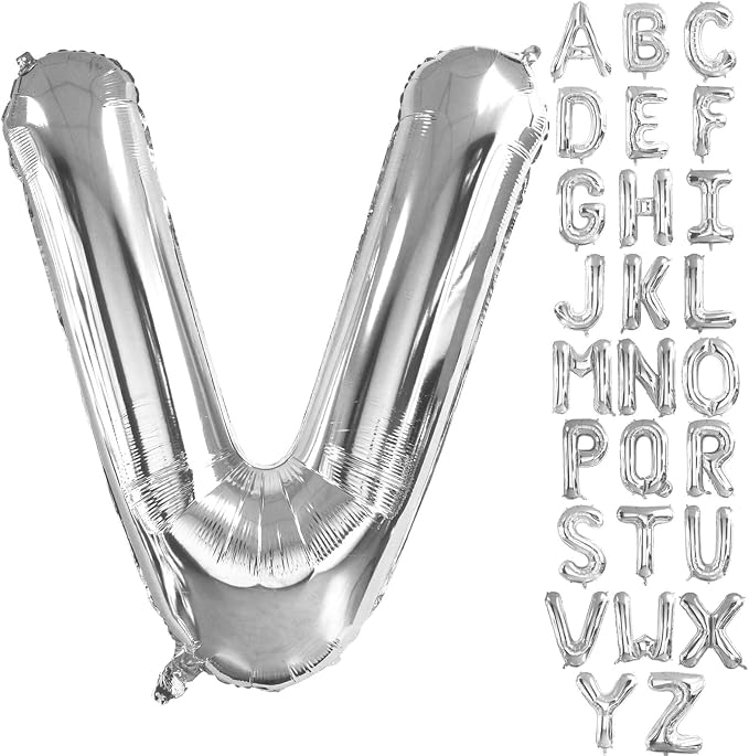 Amazon.com: Lovoir 40 Inch Large Silver Letter V Balloons Big Size ...