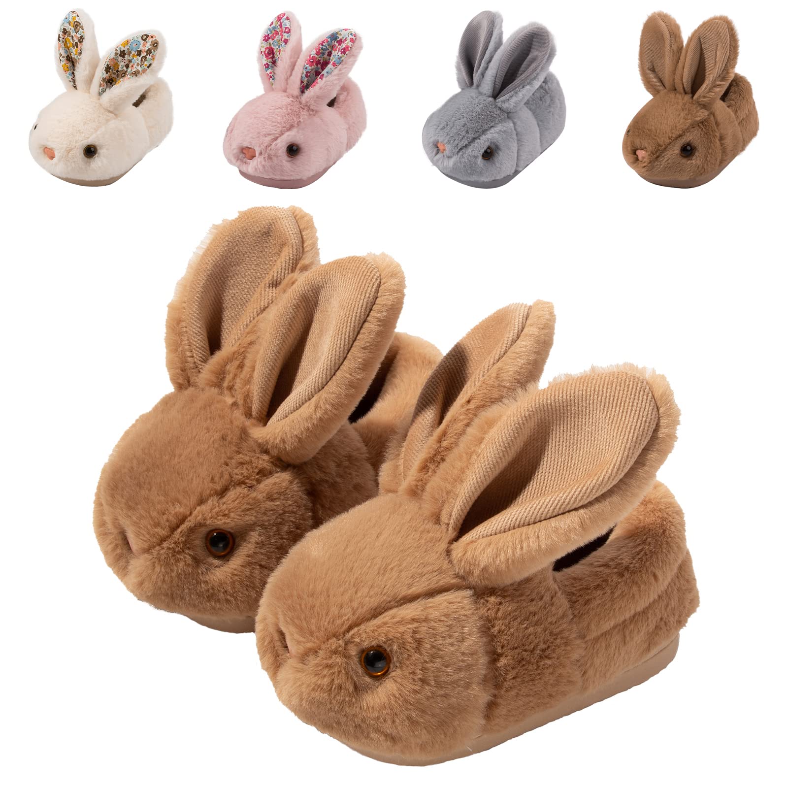 Hitopteu Kids Slippers Boys Girls Cute Bunny Slippers Winter Plush Warm ...