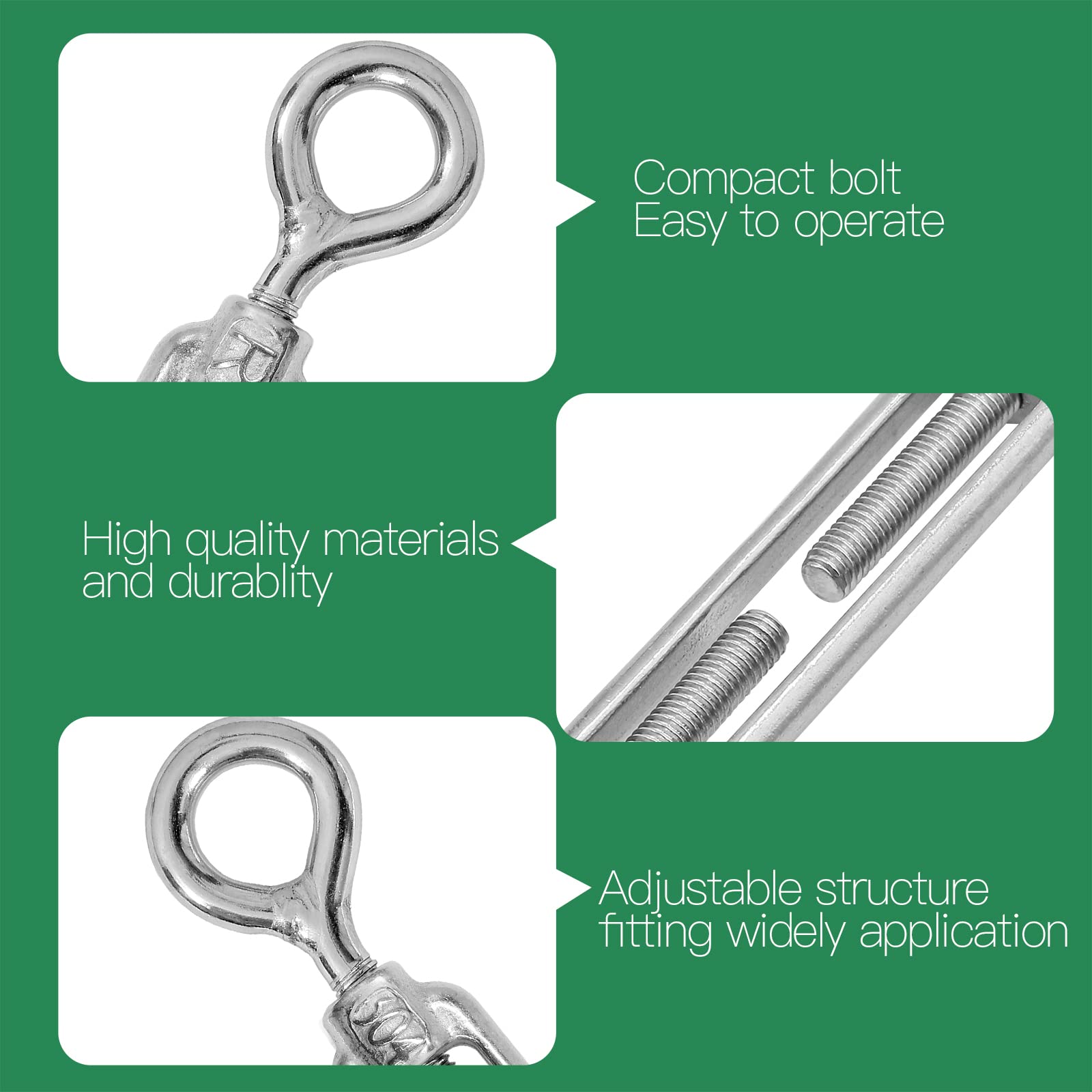 Snapklik.com : Jamiikury 3PCS M6 Eye & Eye Turnbuckle 304 Stainless ...