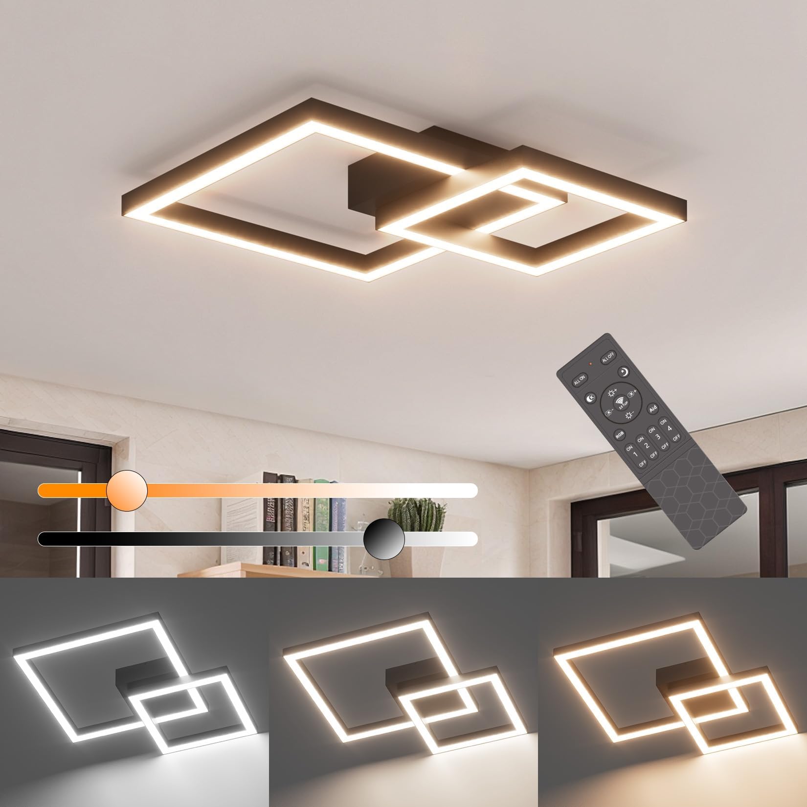 Plafonnier LED Moderne Pour Salon - Intensité Variable Avec ...