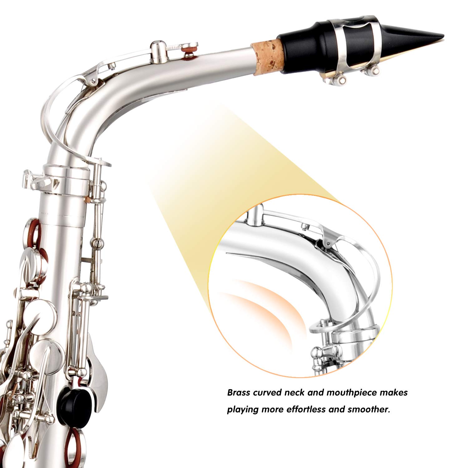 EASTROCK Alto Saxophone Nickel E Flat Sax Full Kit for Students ...