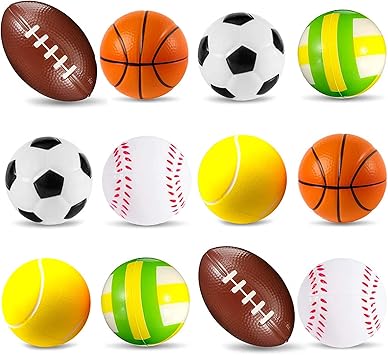 POTWPOT Soft Foam Sponge Sports Balls, 12 Pieces Sponge Balls Squeeze ...