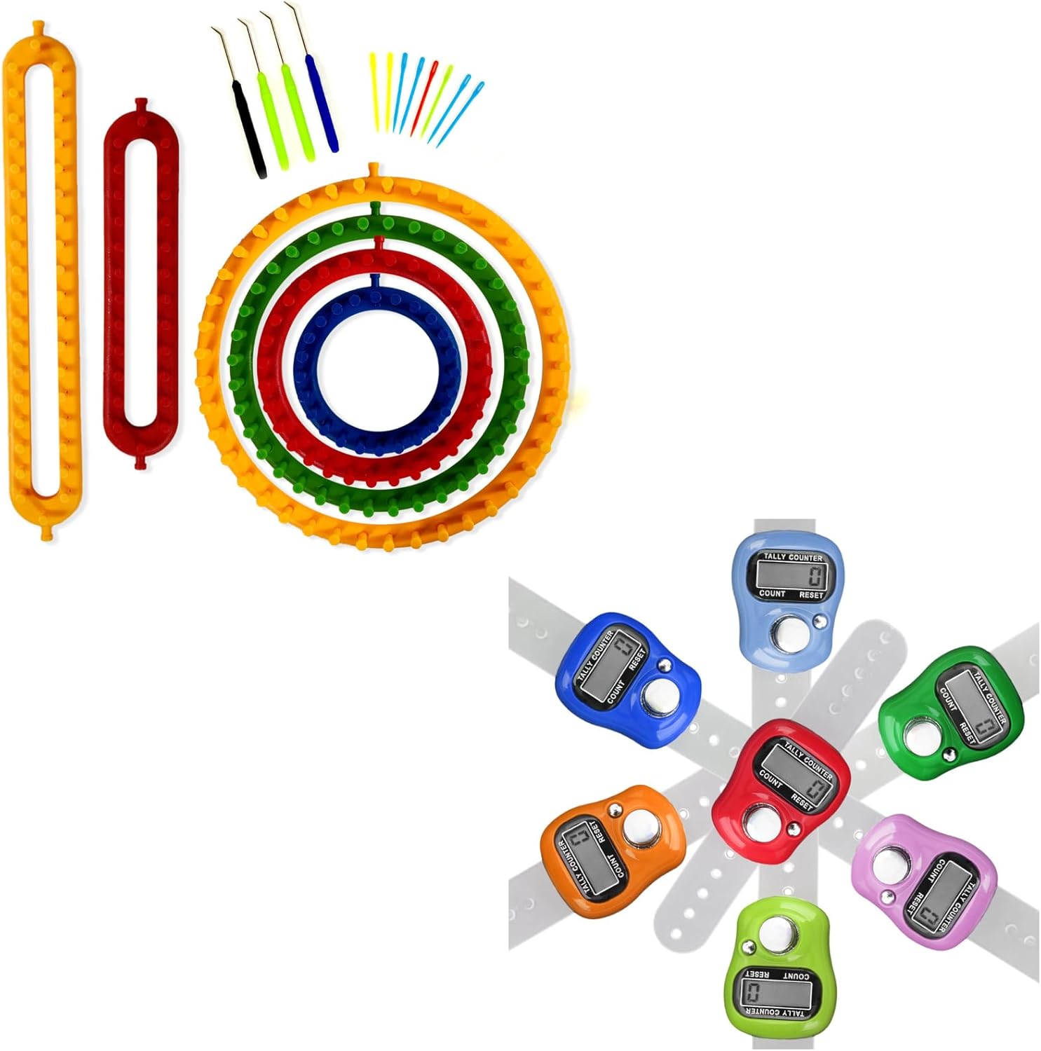 Amazon.com: Olikraft Complete Knitting Loom Kit and 7-Pack Digital Row ...