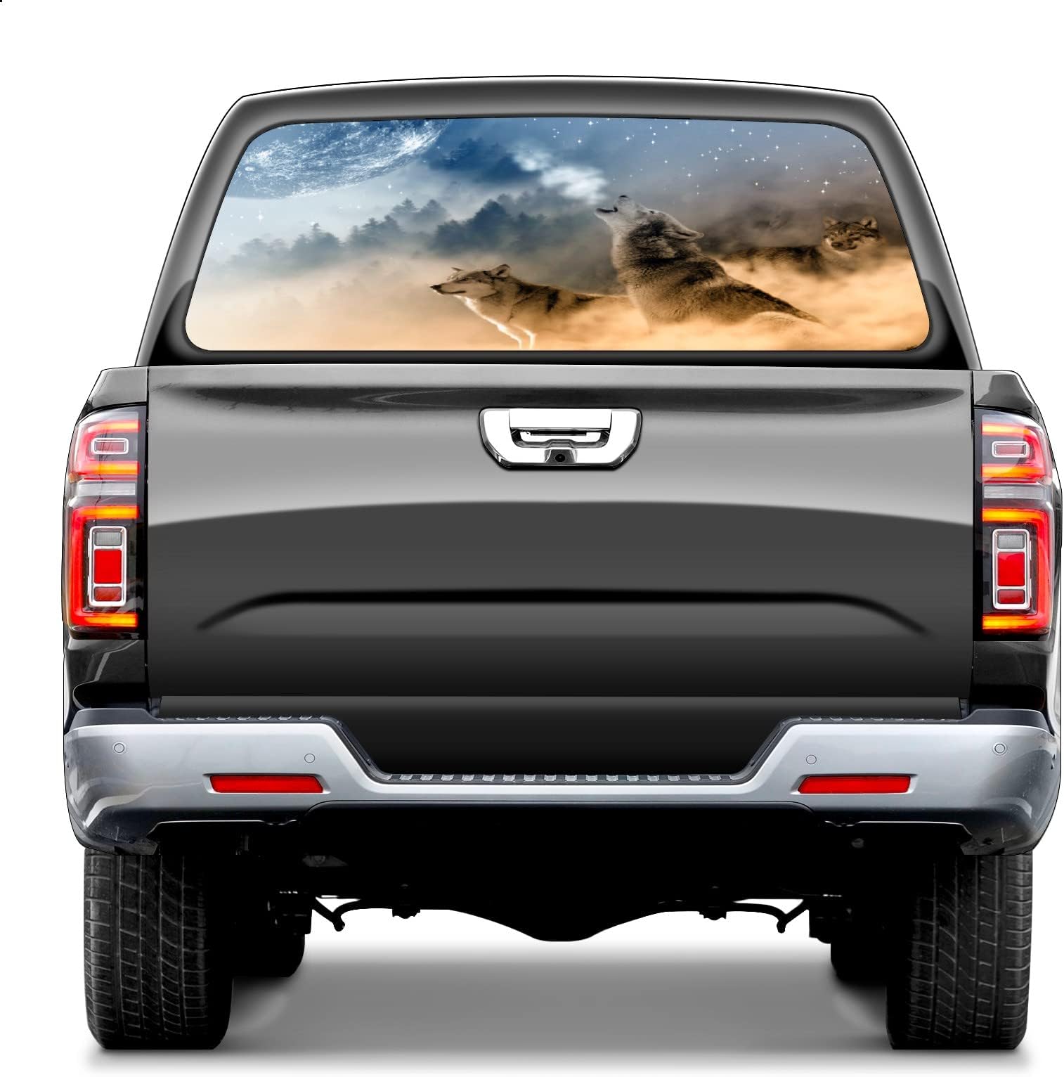 Amazon.com - Truck Rear Window Graphic Decals Three Gray Wolves On ...