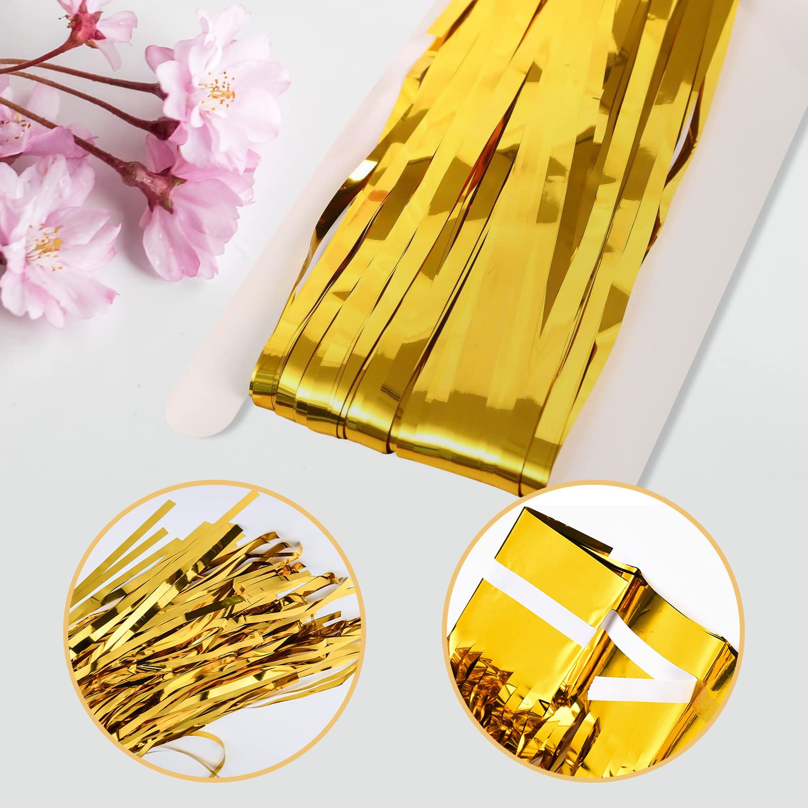 Snapklik.com : 20 Pack Gold Foil Curtain Backdrop 3.2ft X 8.2ft Foil ...