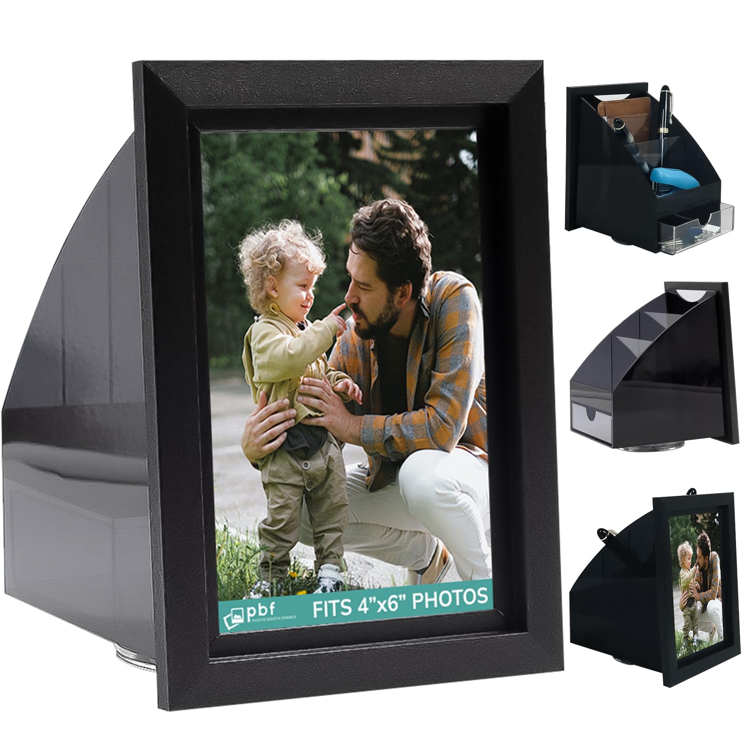 Amazon.com: pbf 4x6 Desk Photo Display w/Built-In Organizer | Desk ...