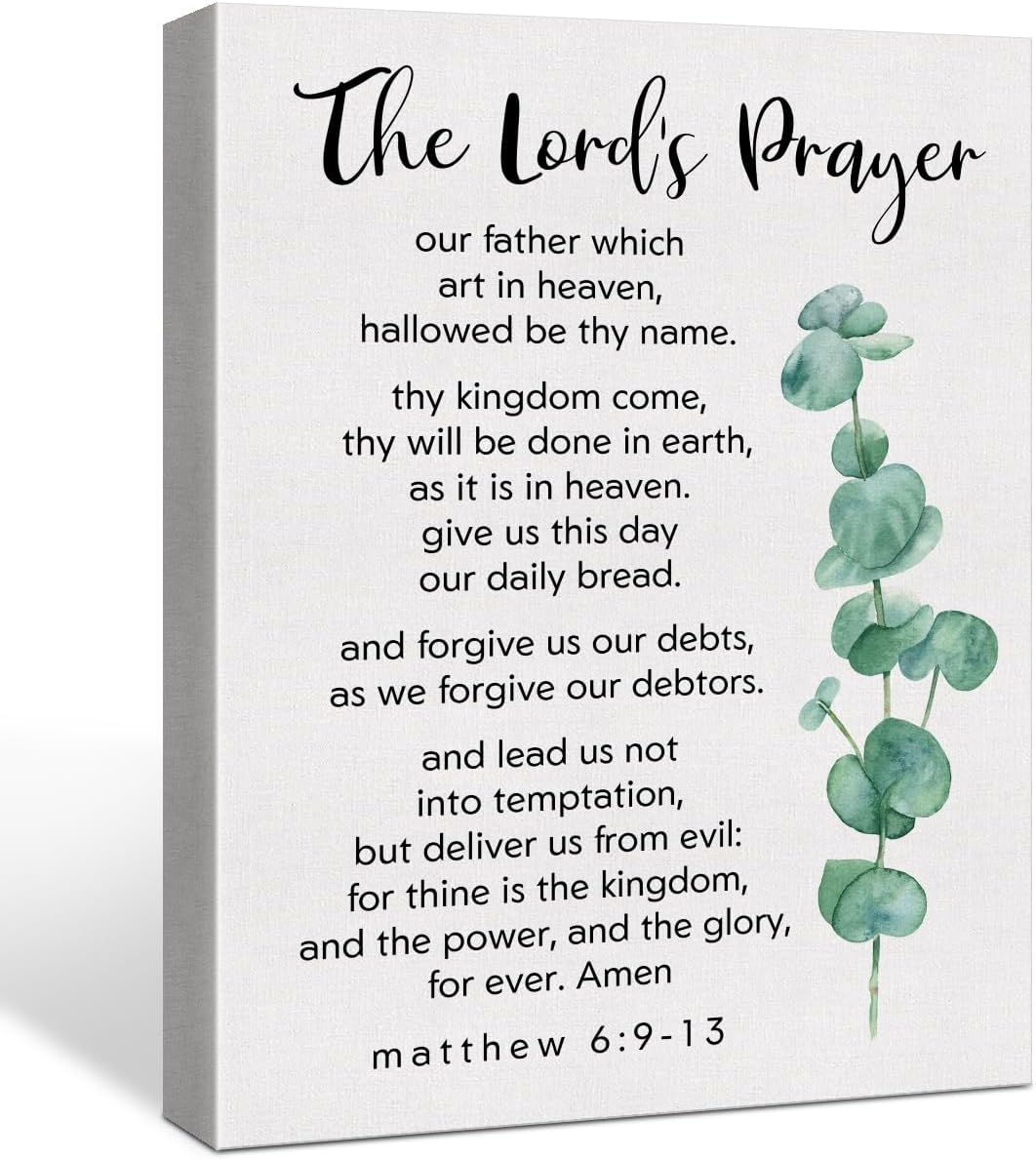 Amazon.com: The Lords Prayer Wall Art Decor Framed Bible Verse ...